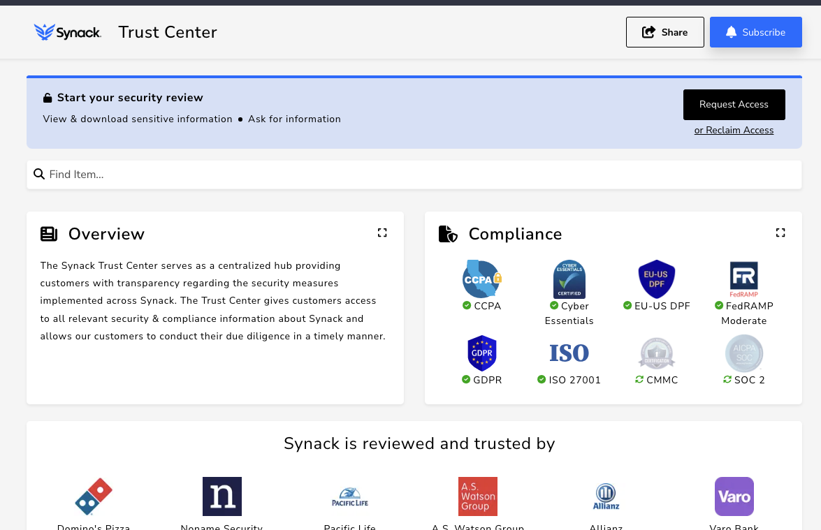 Synack Launches Trust Center for Streamlined Security Information | Blog | Synack
